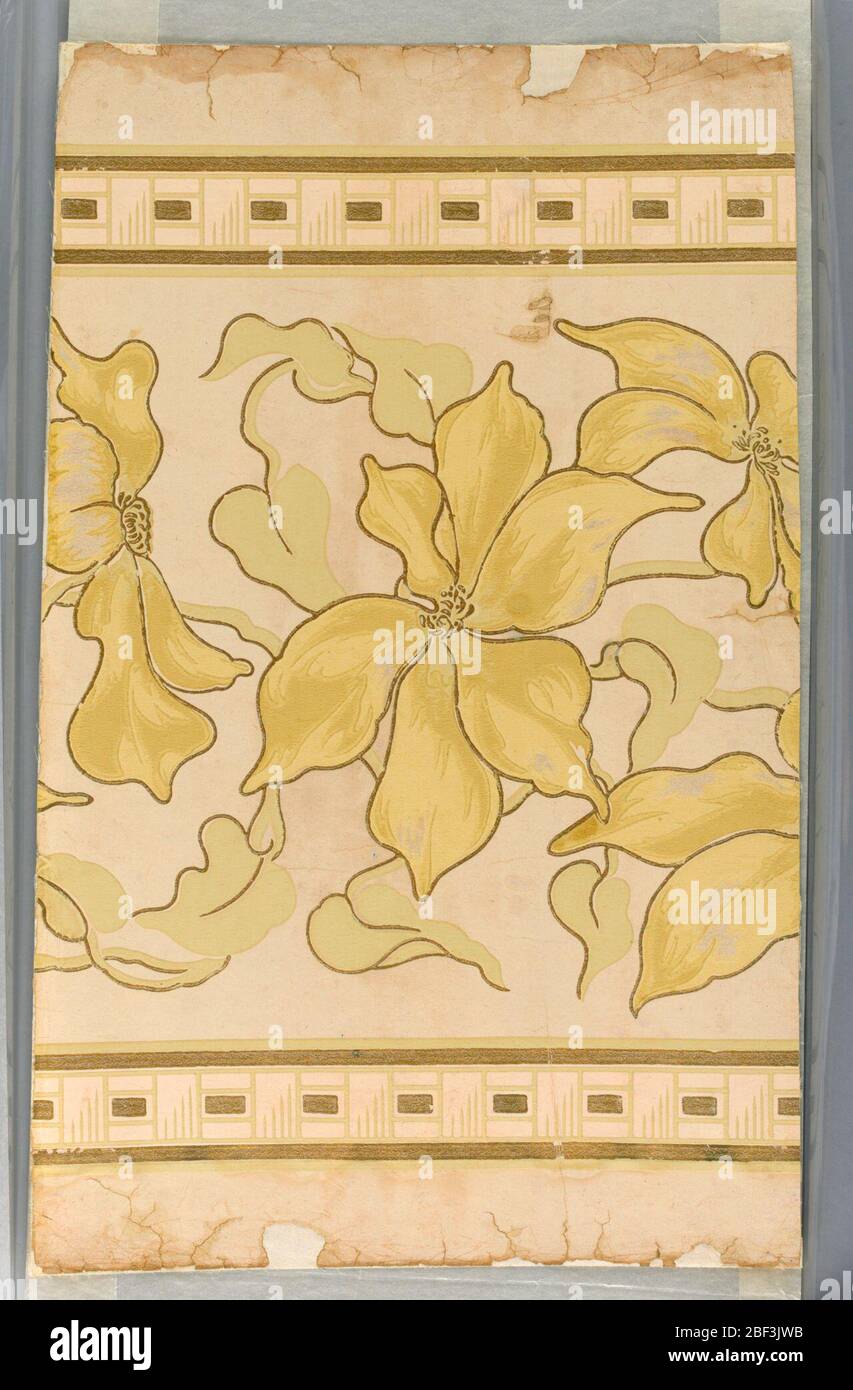 Frieze. Floral border motif, large scale flower with large petals in ...