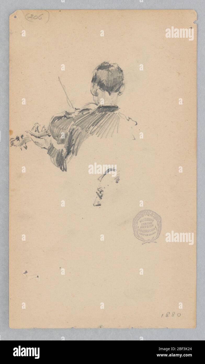 Musician playing the violin. Sketch of a male figure playing the violin ...