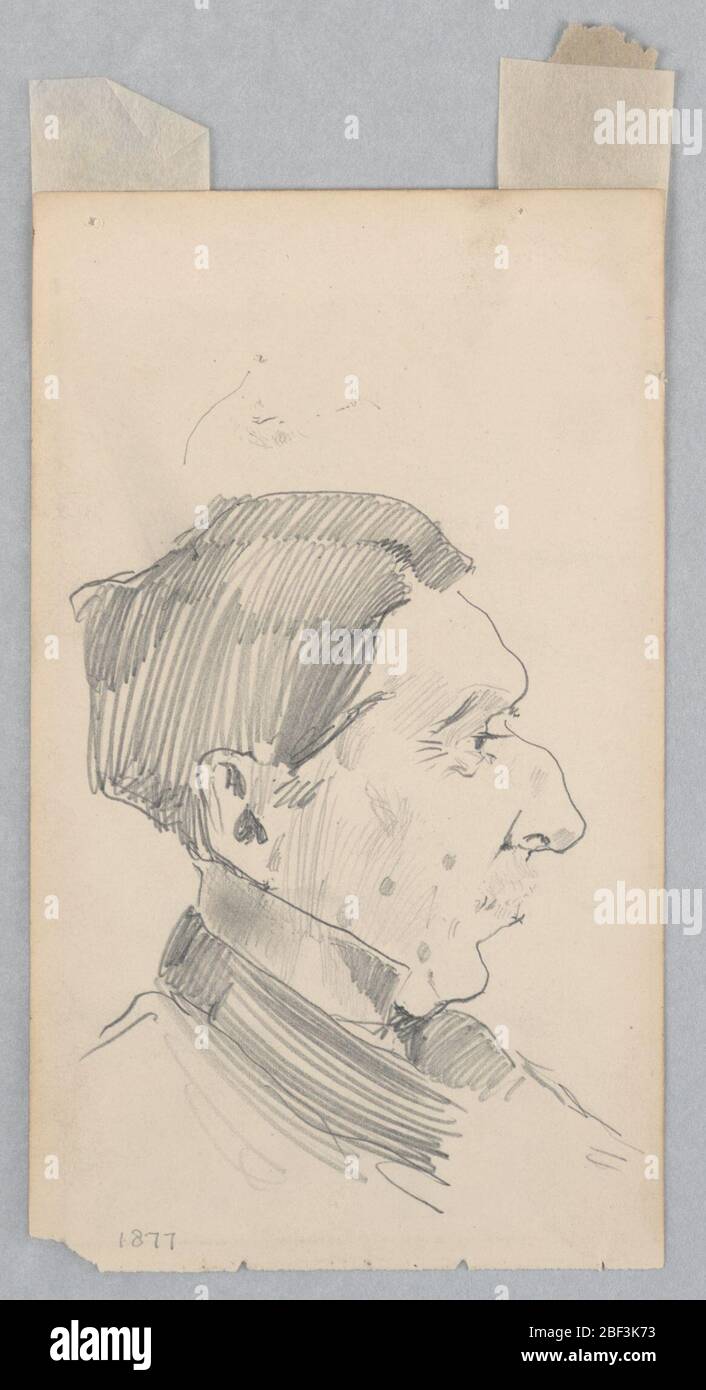 Sketch Portrait of a Man. Head of a male figure shown in profile turned ...