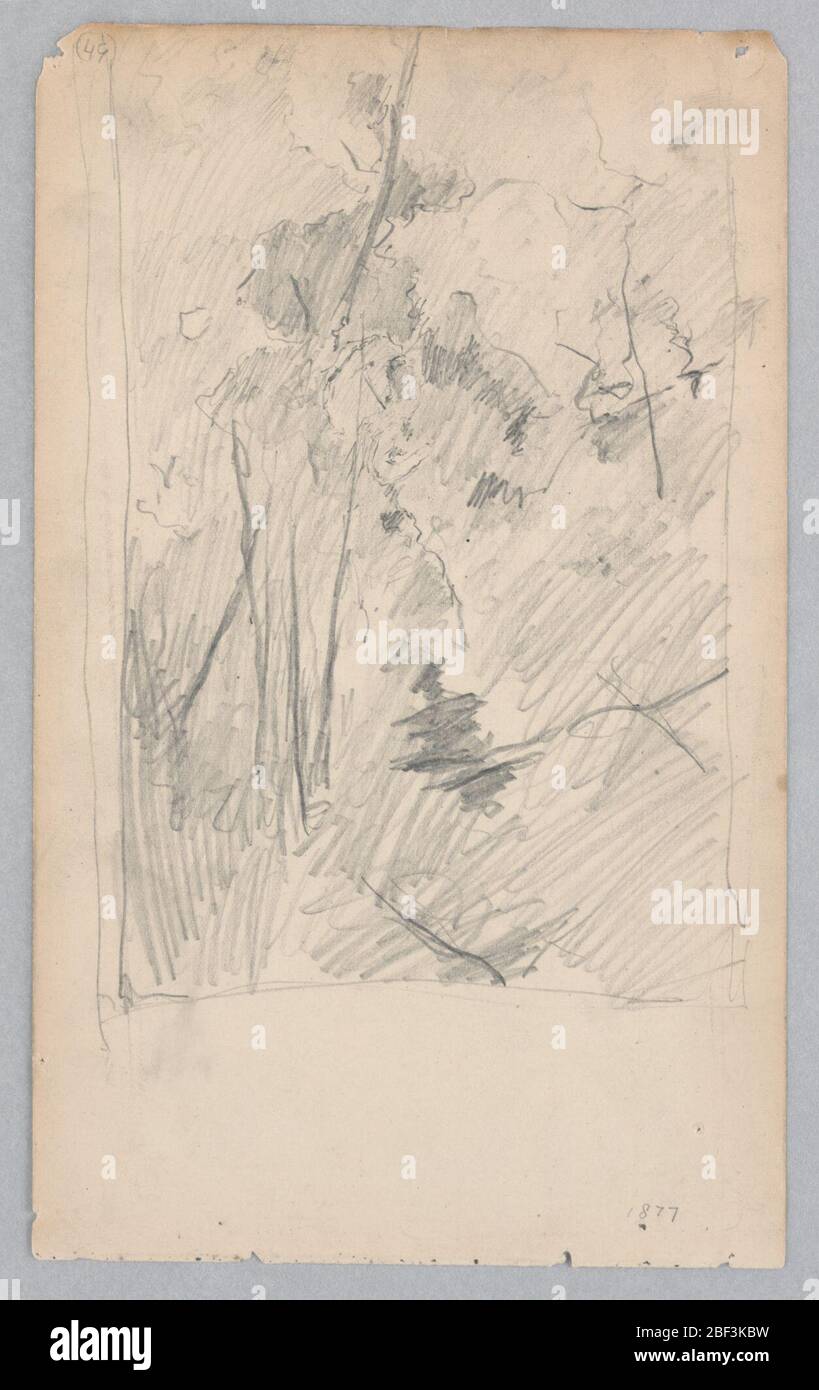 Landscape. Sketch of landscape with a steep hill and trees Stock Photo ...