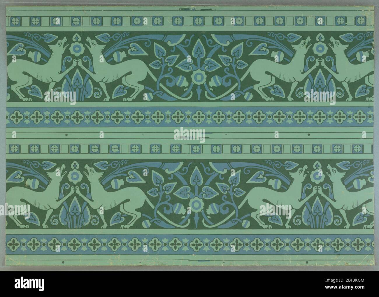 Frieze. In each band, confronted dogs with surround of conventionalized ...