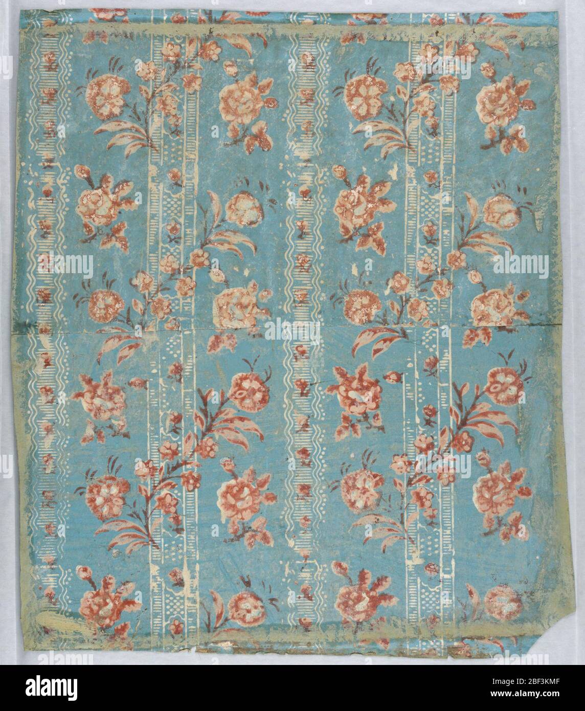 Sidewall. Design simulating ribbon-like brocade, with vertical stripes ...