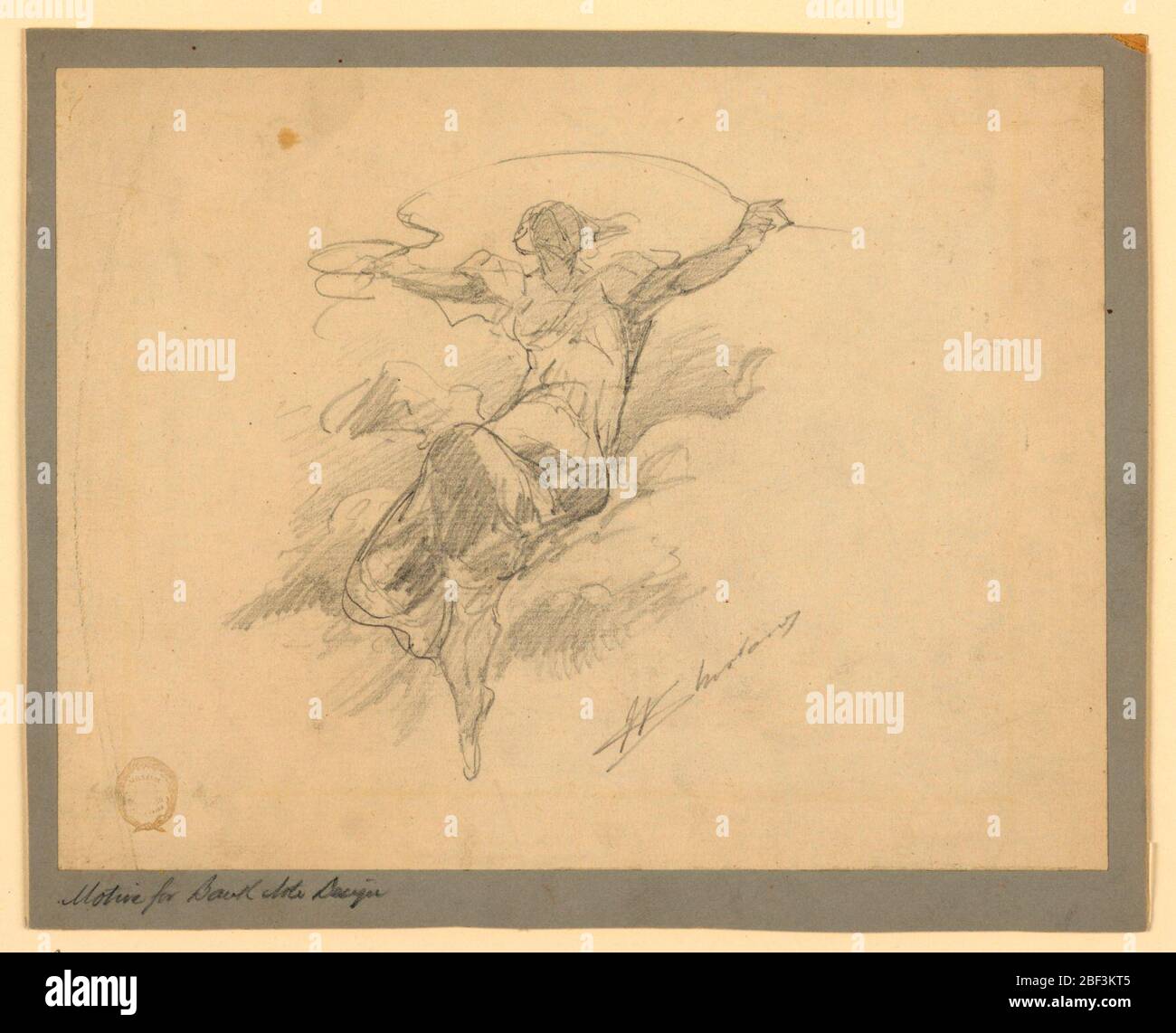 Motif for Bank Note Design. A woman is shown from the front, seated ...