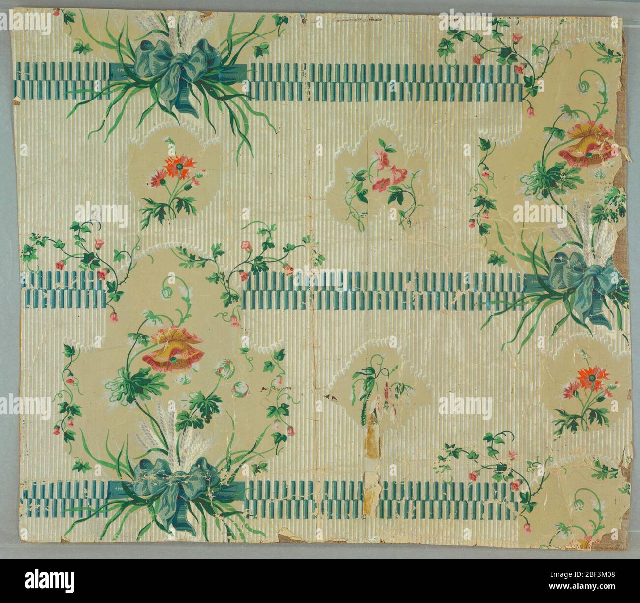 Sidewall. (Louis XVI) horizontal bands with poppies in ribboned ...