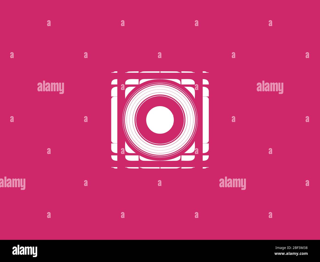 Creative Camera icon illustration with white color on a pink background ...