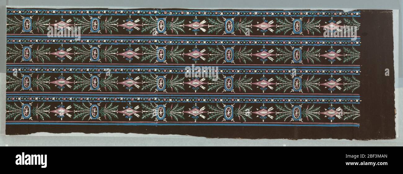 Border. Four bands of a border design printed across the width. Each ...