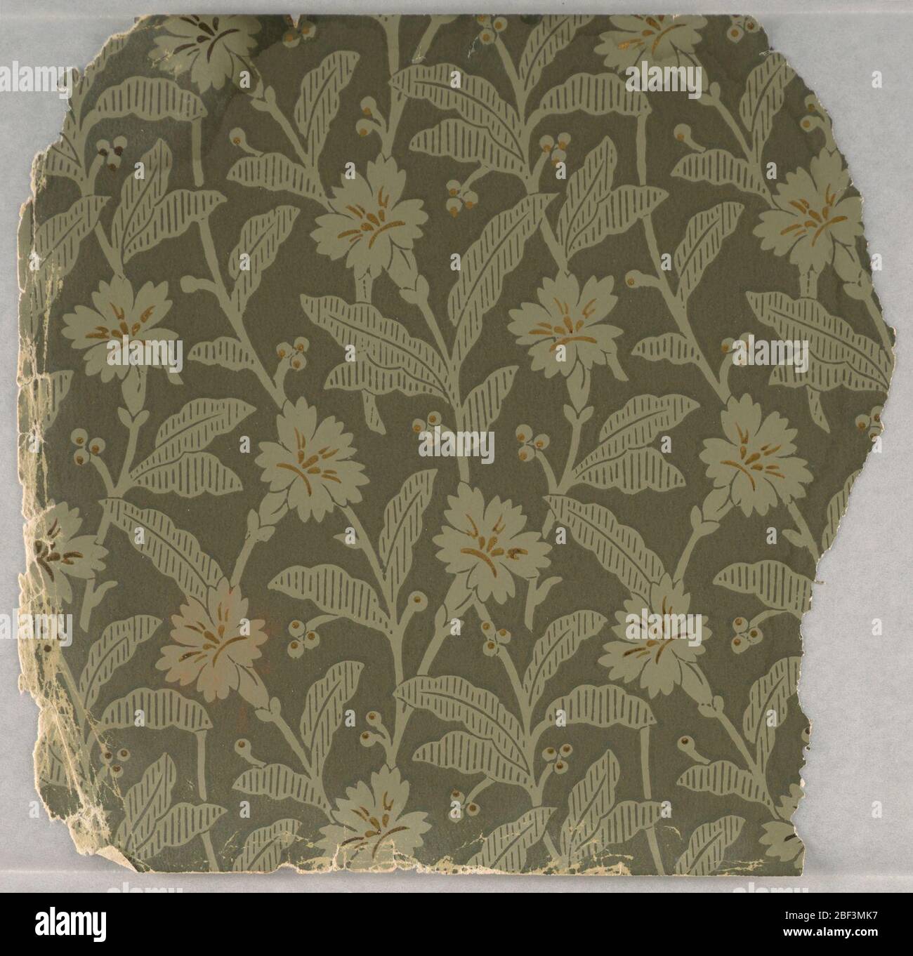 Sidewall sample. Fragmentary wallpapers from sample book, including ...