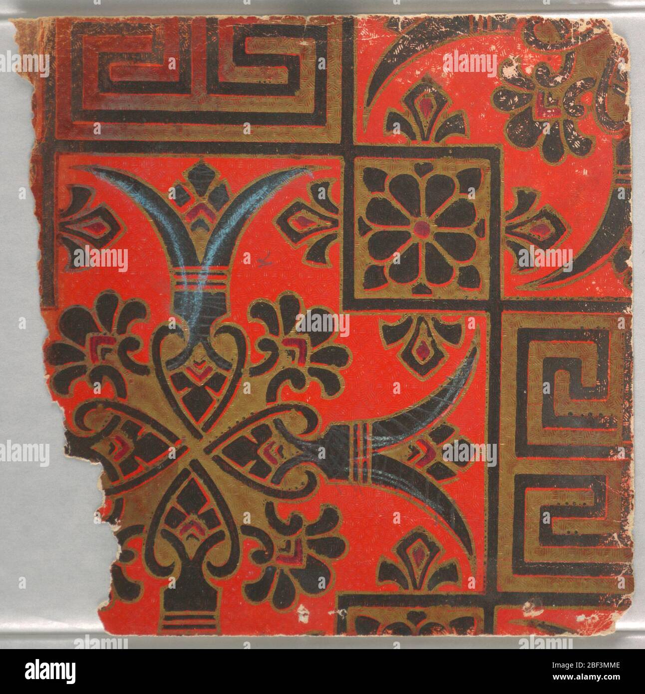 Sidewall sample. Fragmentary wallpapers from sample book, including ...