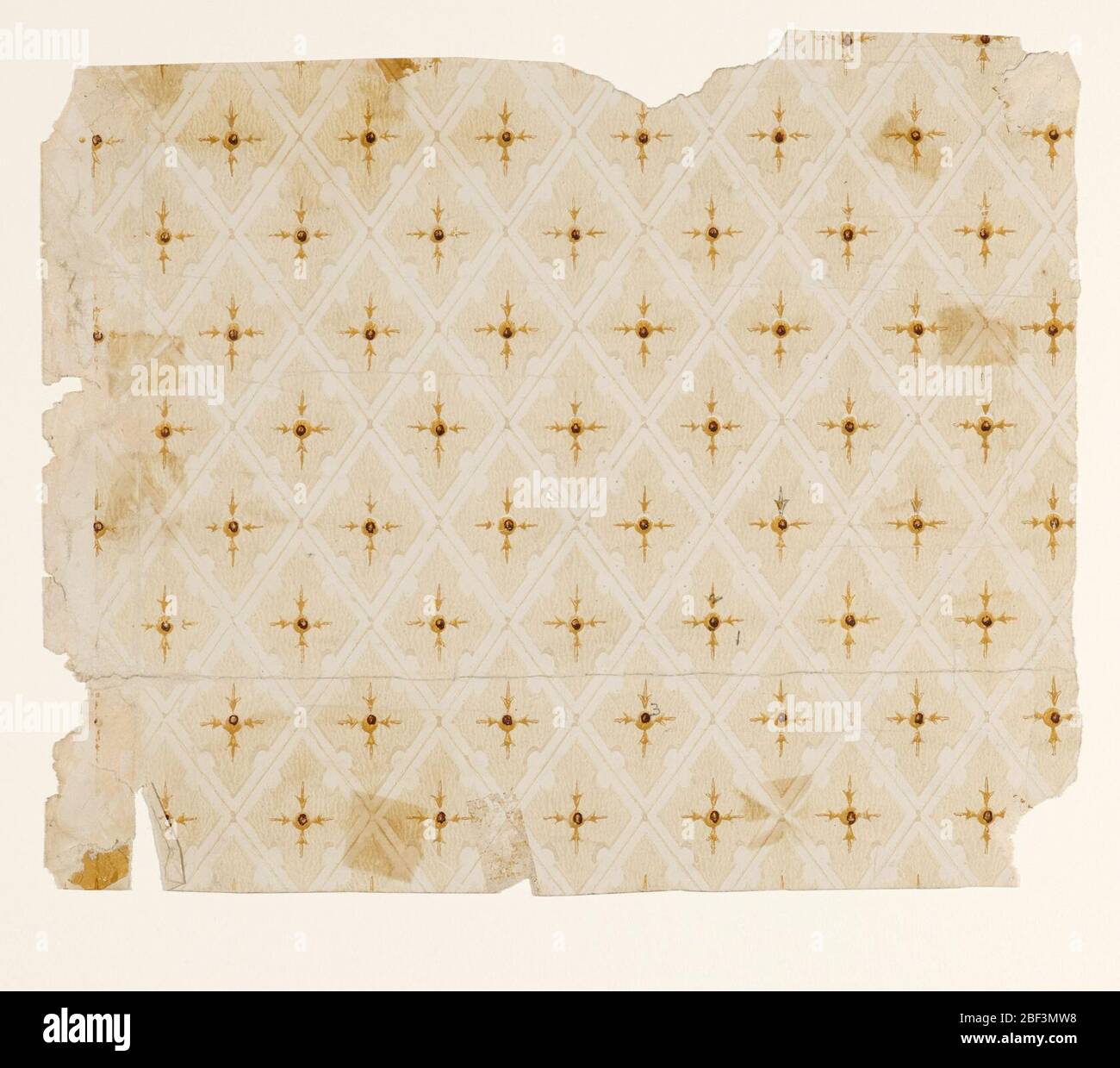 Sidewall. Naturalistic bouquets and small diamond pattern with printed ...