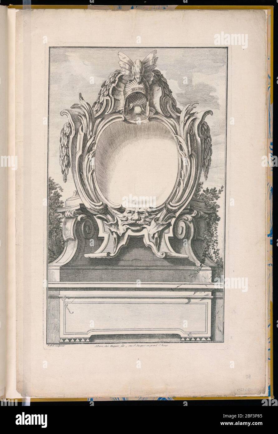 Cartouche Decorated with a Helmet and a Mask. Cartouche design ...