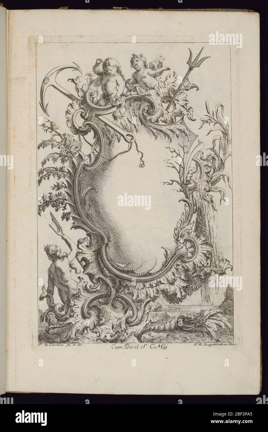 Cartouche with Two Putti and a Mermaid Livre de Cartouches divers ...