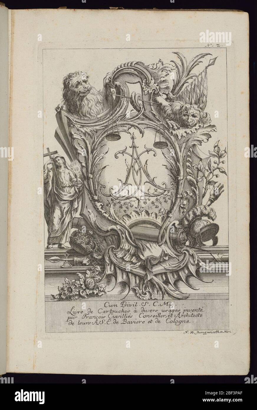 Cartouche with Two Lions and a Cipher Livre de Cartouches divers usages ...