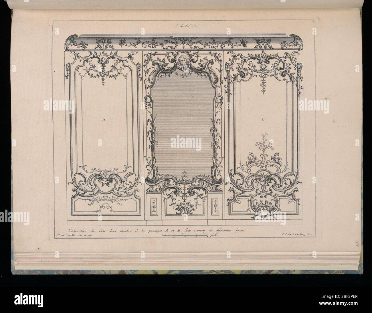 Wainscoting with Three Panels and Mirror Nouveaux desseins de Lambris ...