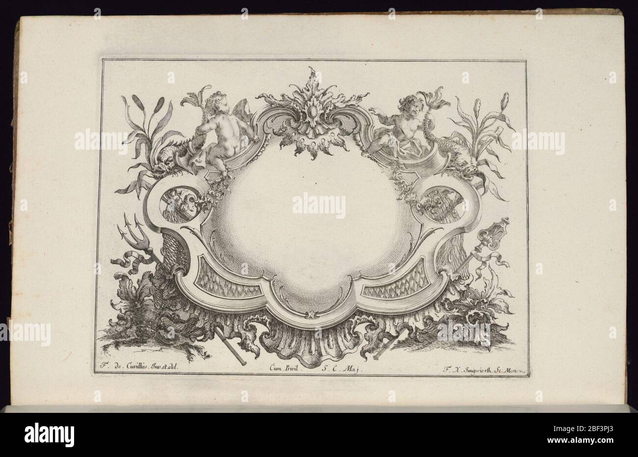 Cartouche with Putti and Dolphins Livre de Cartouches Reguliers Book of ...