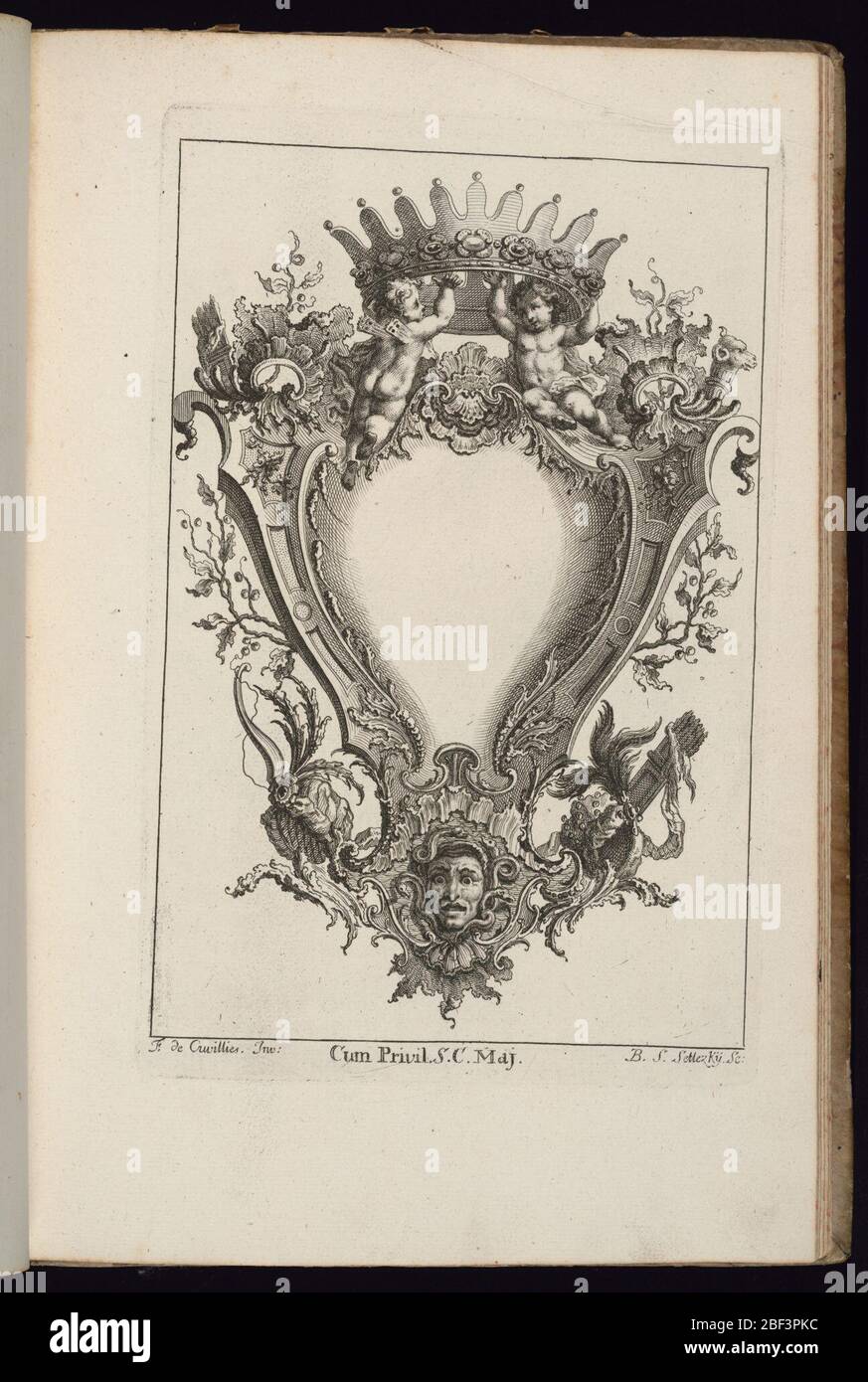 Cartouche with Two Genii Holding Open Crown Livre de Cartouches ...