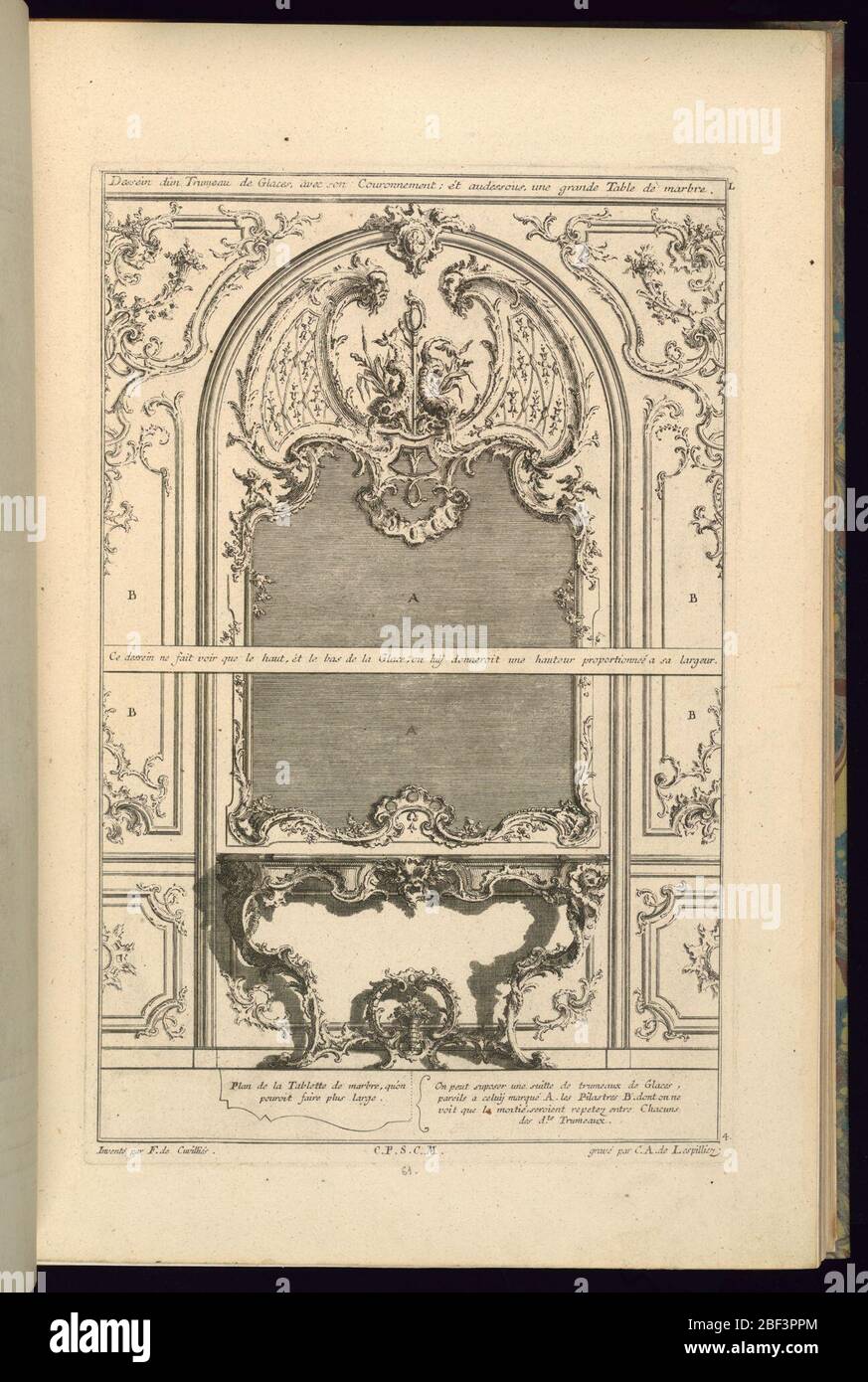 Design for Upper Part of a Trumeau with a Mirror and a Console Table ...