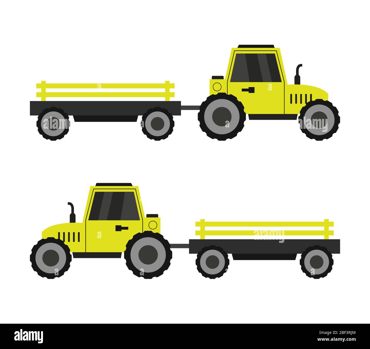 tractor icon with a cart illustrated in vector on white background ...