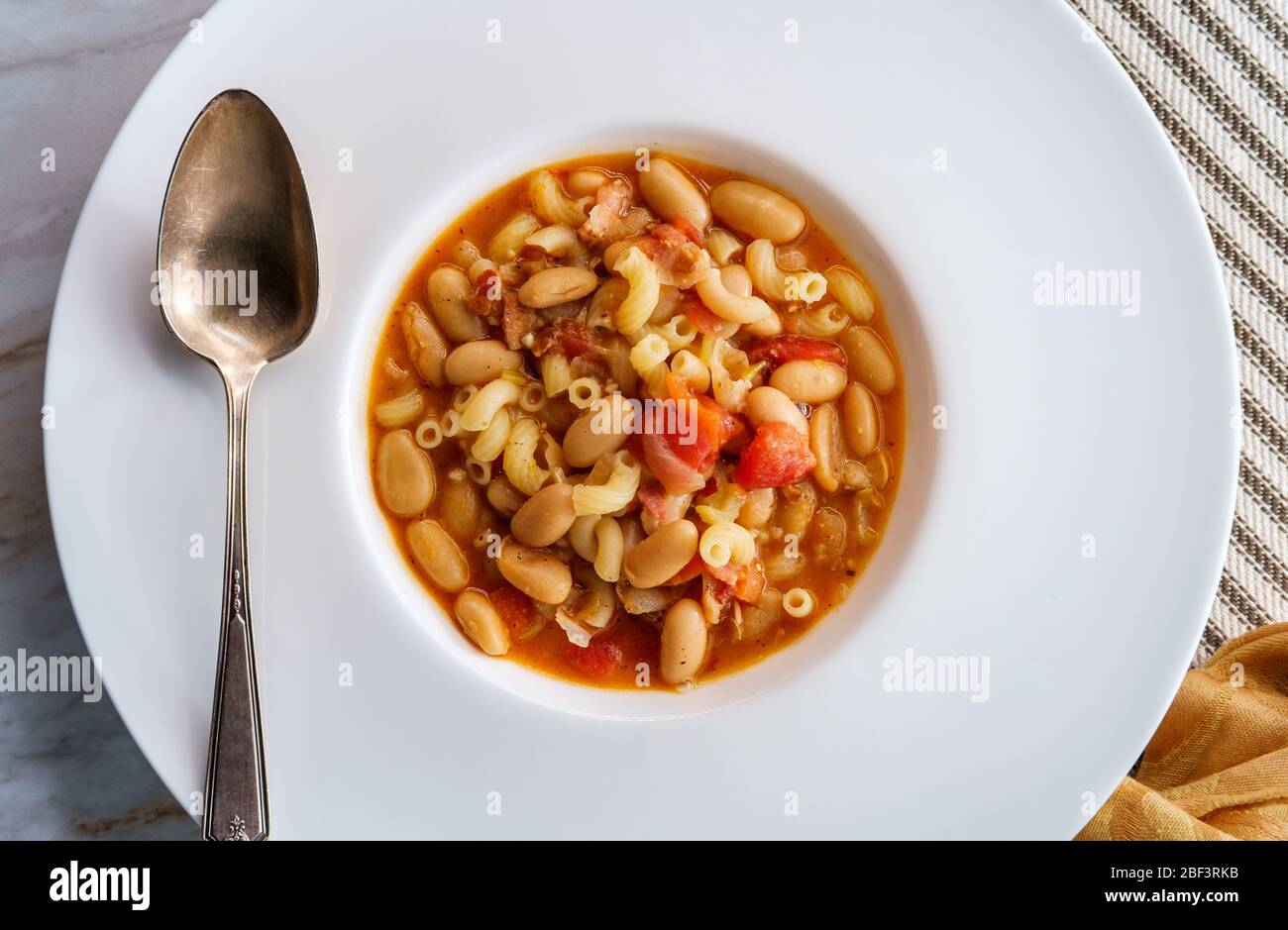 Traditional Italian peasant bean soup pasta e fagioli with gluten-free ...