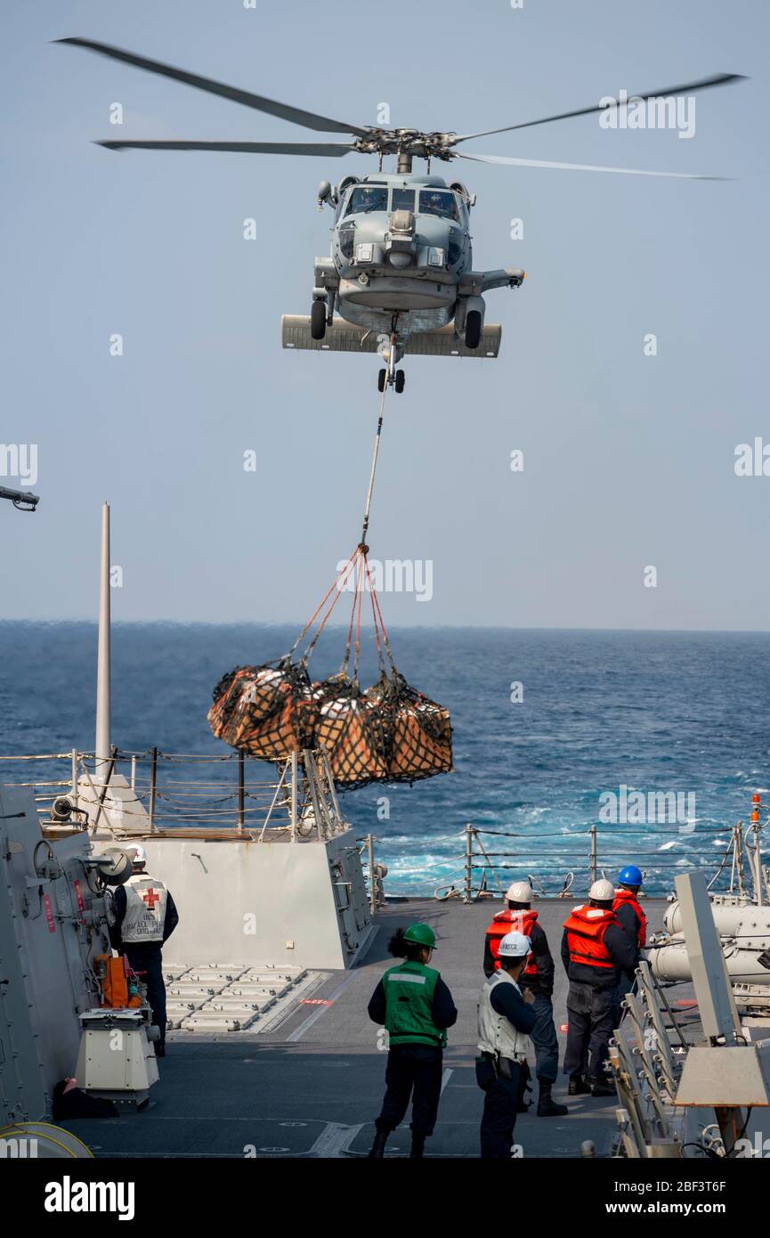 PACIFIC OCEAN (April 10, 2020) A U.S. Navy MH-60R Sea Hawk, assigned to ...