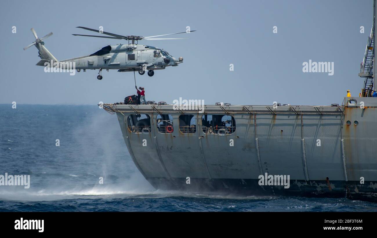 PACIFIC OCEAN (April 10, 2020) A U.S. Navy MH-60R Sea Hawk, assigned to ...
