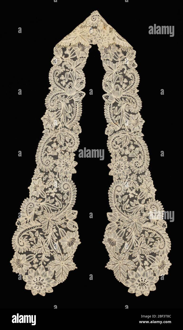 Cap streamers. Cap streamers in a design of large-scale floral motifs ...