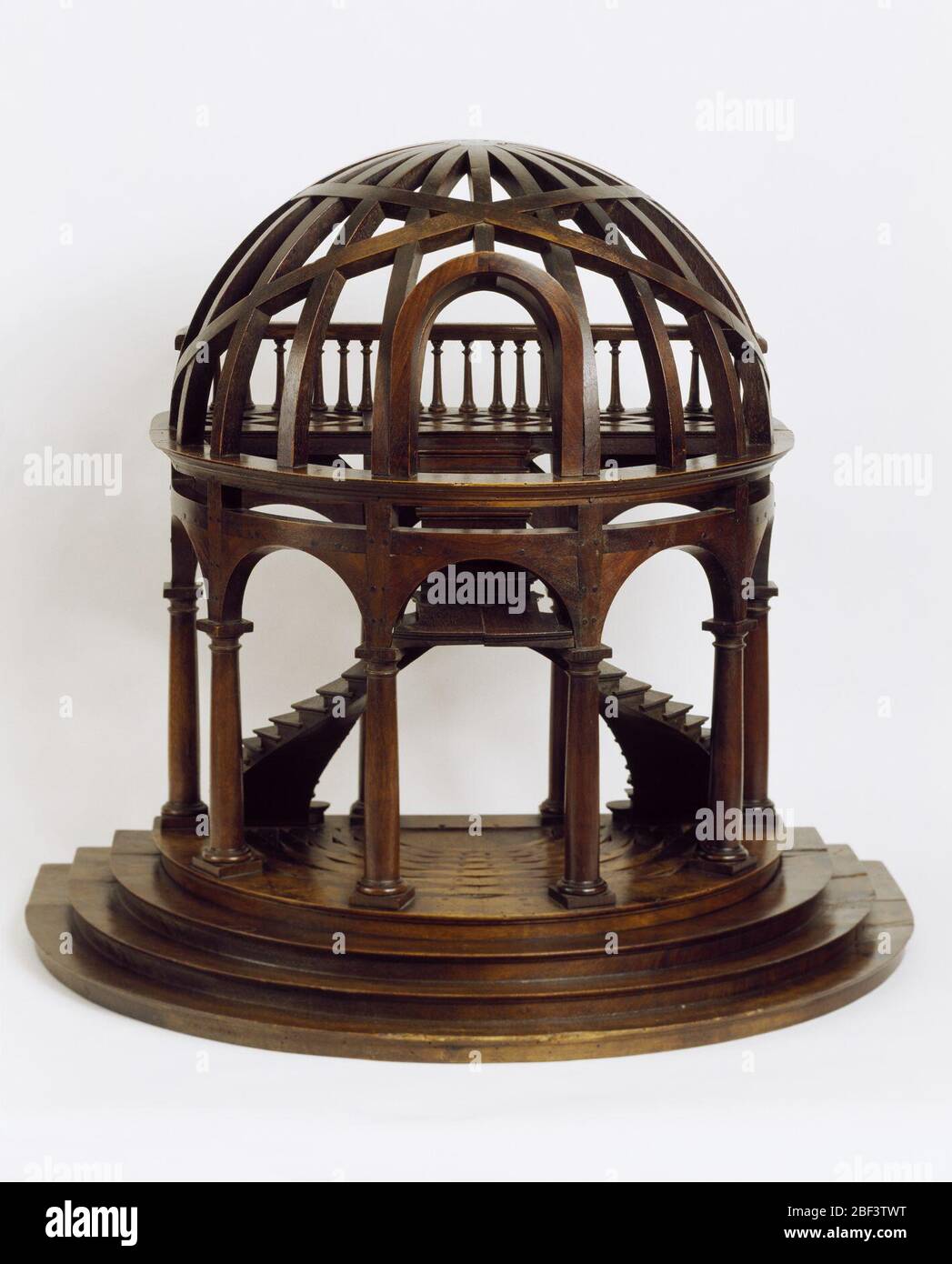 Domeshaped. The double staircase spiralling into a single central ...