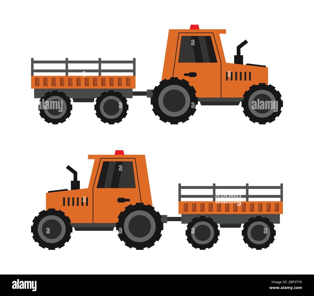 tractor icon with a cart illustrated in vector on white background ...