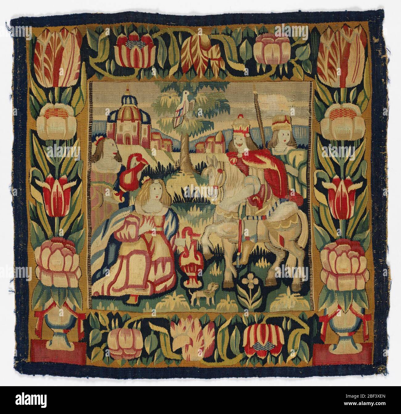 Cushion cover. The story of David and Abishag with two women each ...