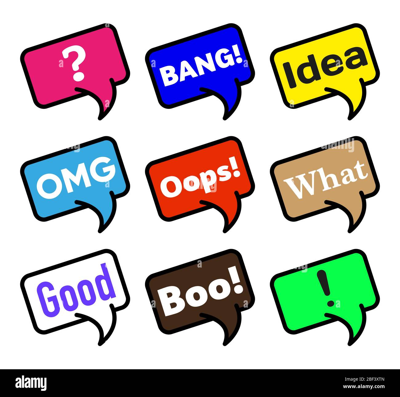 Set of balloon speech bubbles with messages, vector Stock Vector Image ...