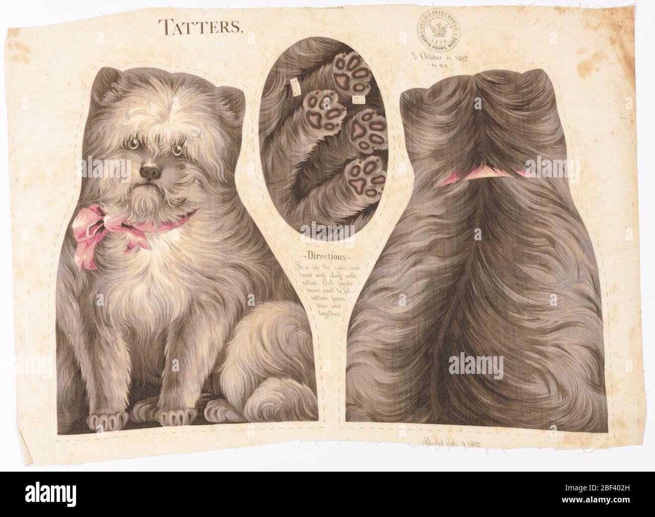 Tatters. Printed panel, entitled "Tatters" with front, back and bottom ...