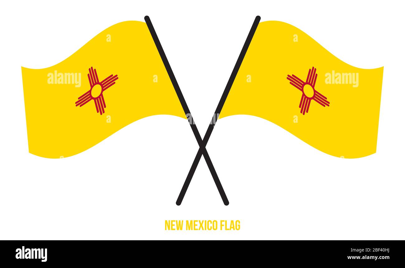 Two Crossed Waving New Mexico Flag On Isolated White Background. United ...