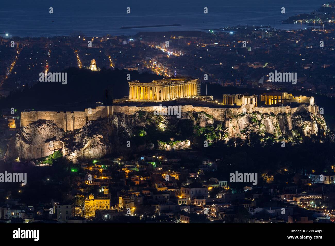 The Parthenon temple on the Athenian Acropolis at dusk, Greece Stock Photo - Alamy