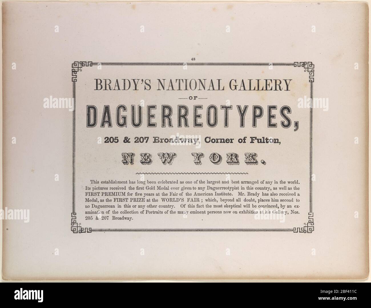 Bradys National Gallery of Daguerreotypes. In this advertisement ...