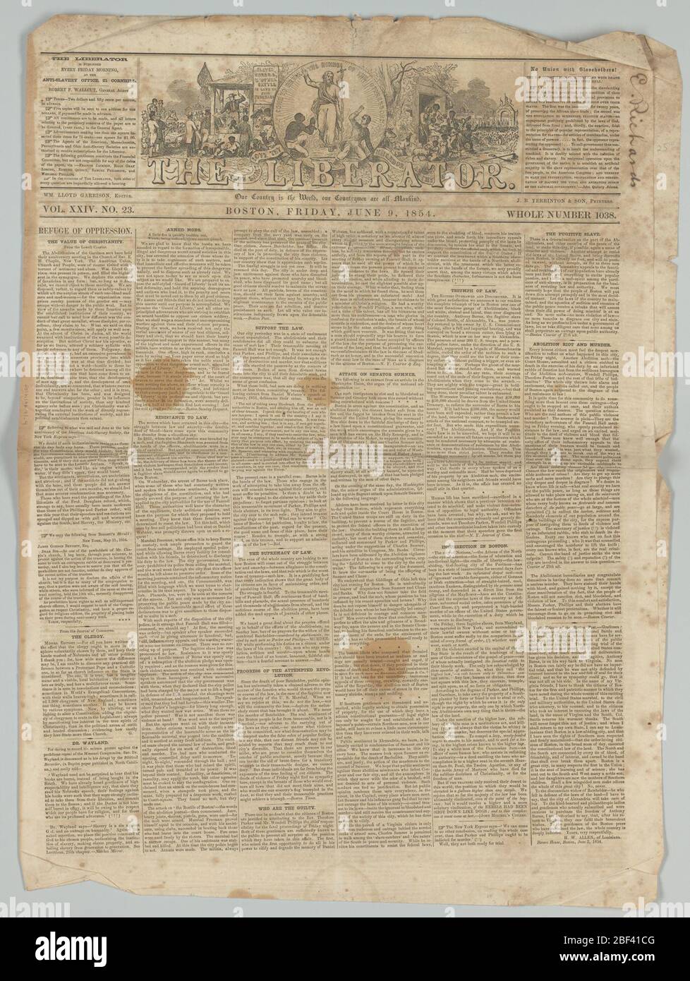 Abolitionist newspaper the liberator hi-res stock photography and ...