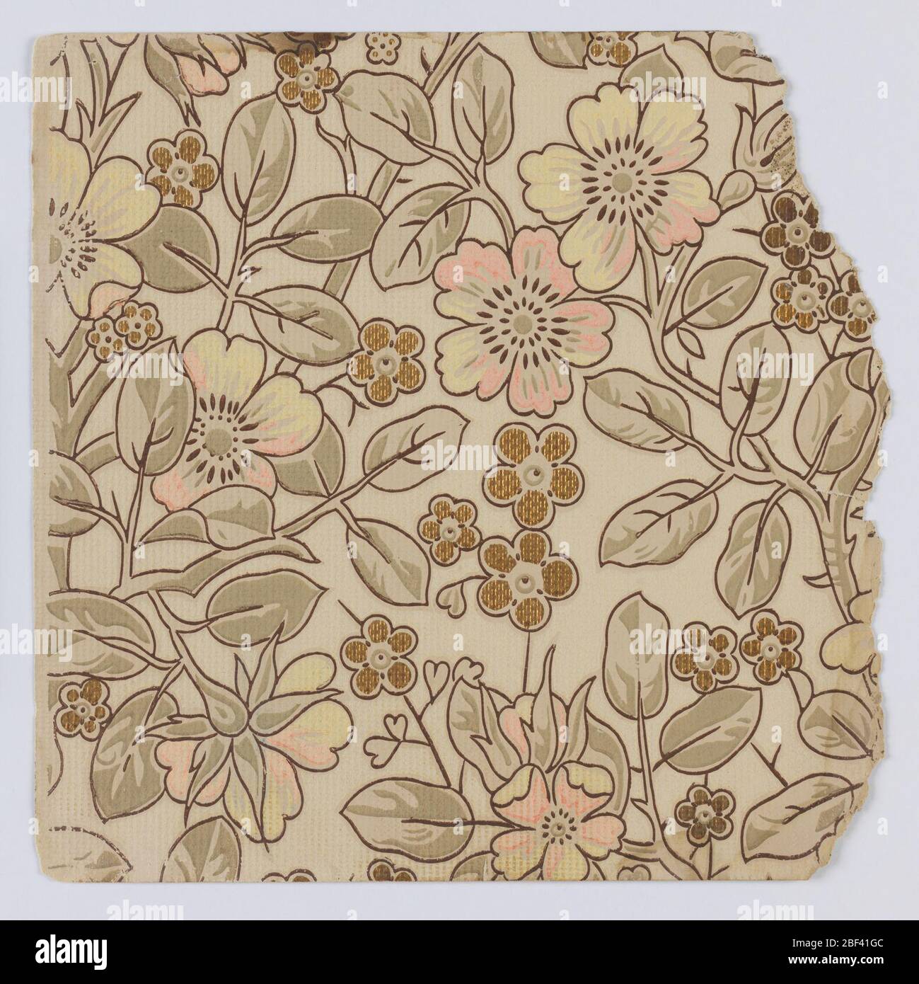 Sidewall sample. Fragmentary wallpapers from sample book, including ...