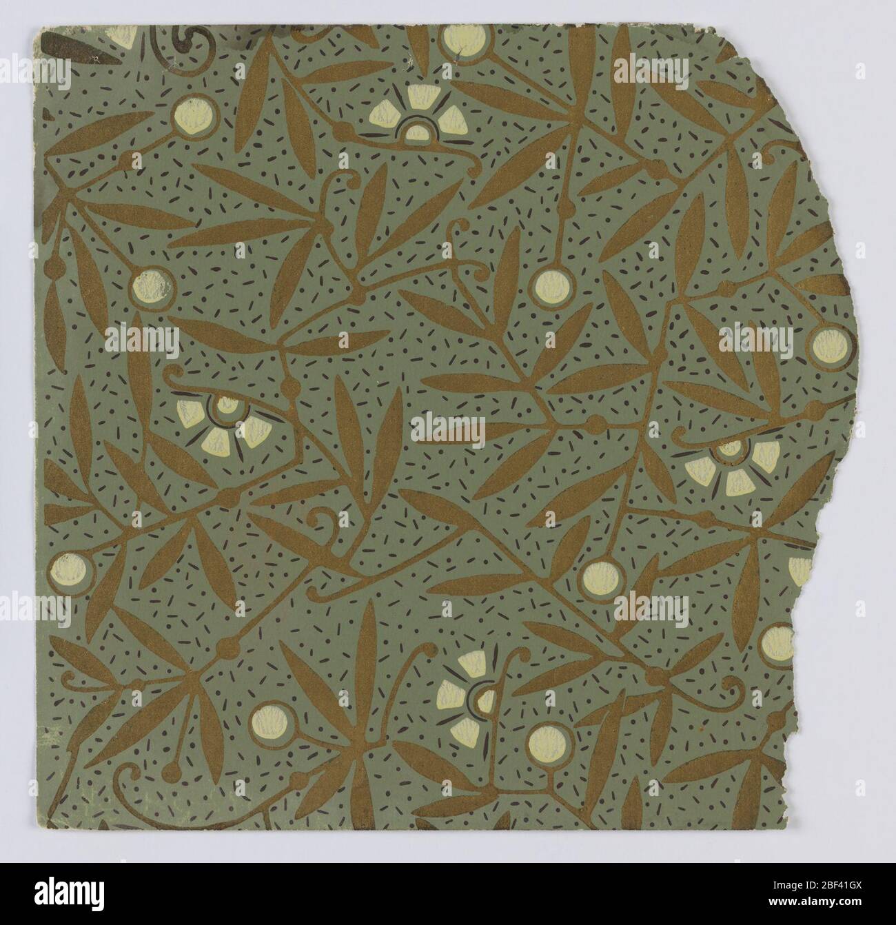 Sidewall sample. Fragmentary wallpapers from sample book, including ...