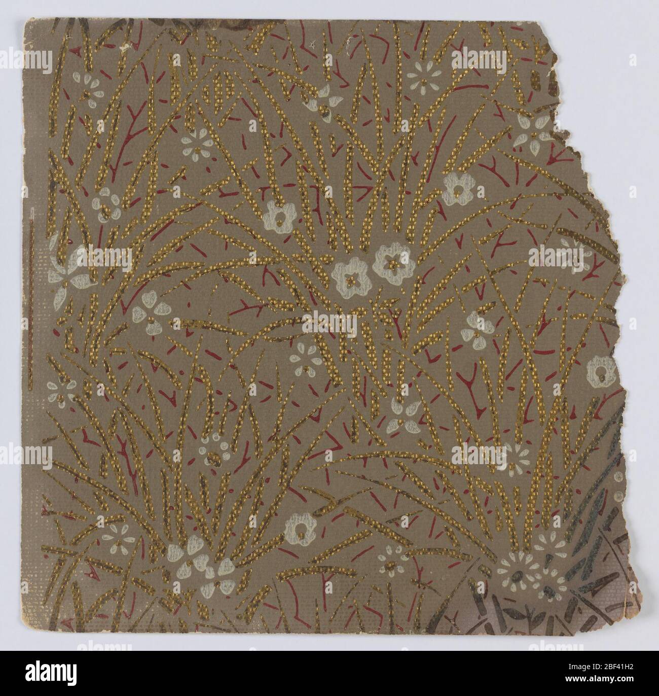 Sidewall sample. Fragmentary wallpapers from sample book, including ...