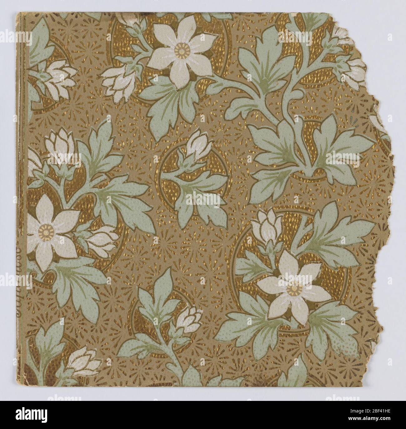 Sidewall sample. Fragmentary wallpapers from sample book, including ...