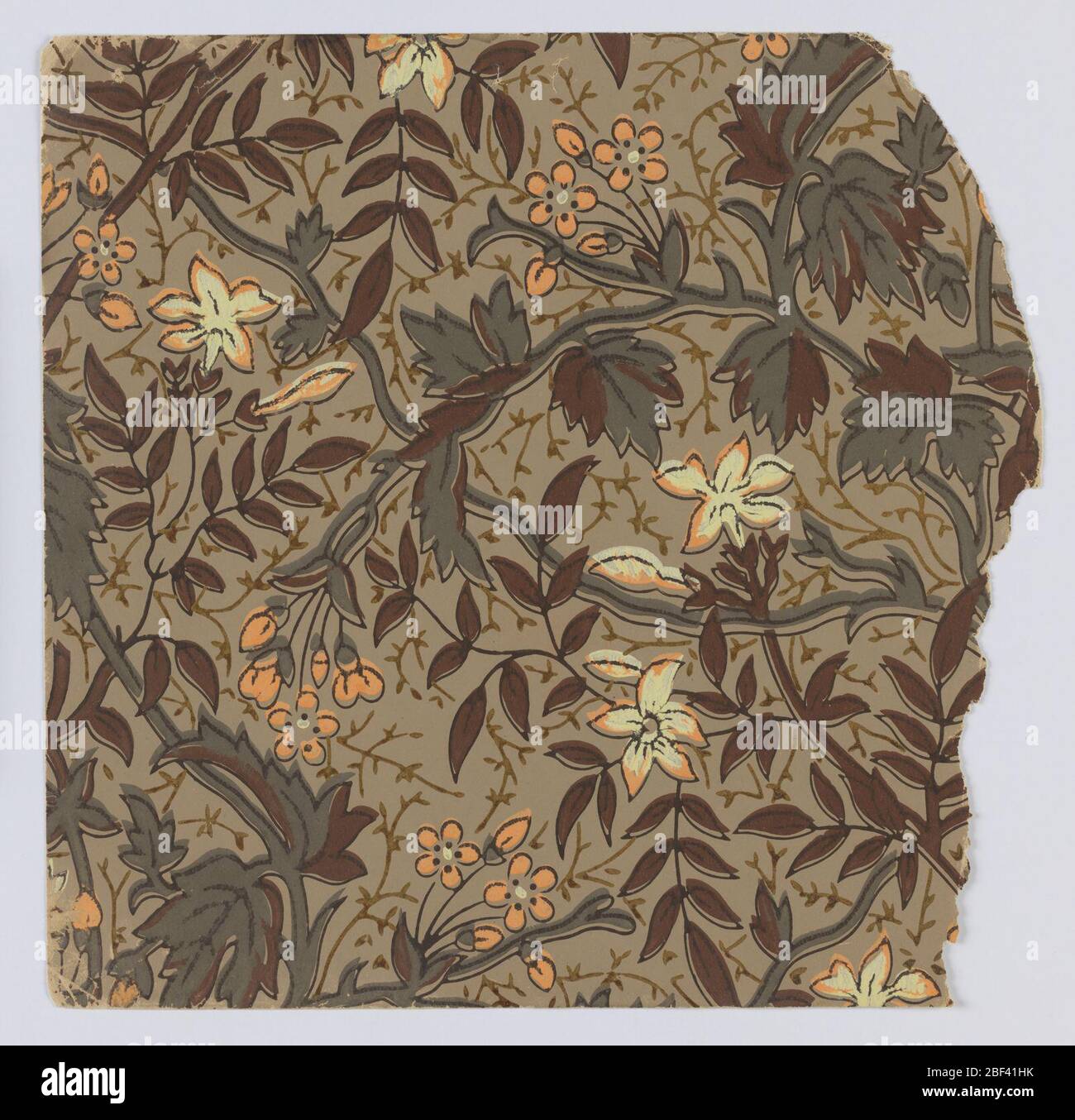 Sidewall sample. Fragmentary wallpapers from sample book, including ...