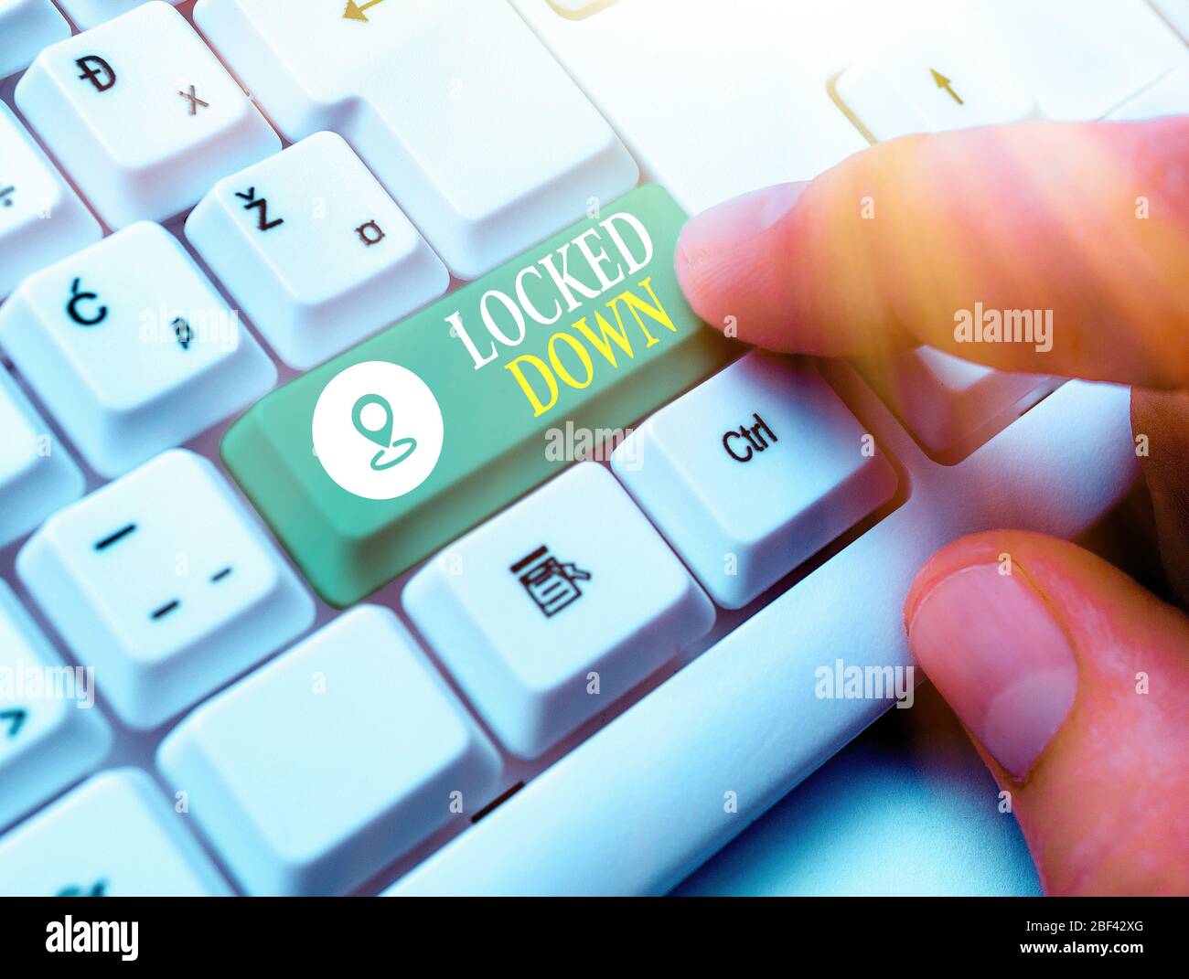 Conceptual hand writing showing Locked Down. Concept meaning emergency ...