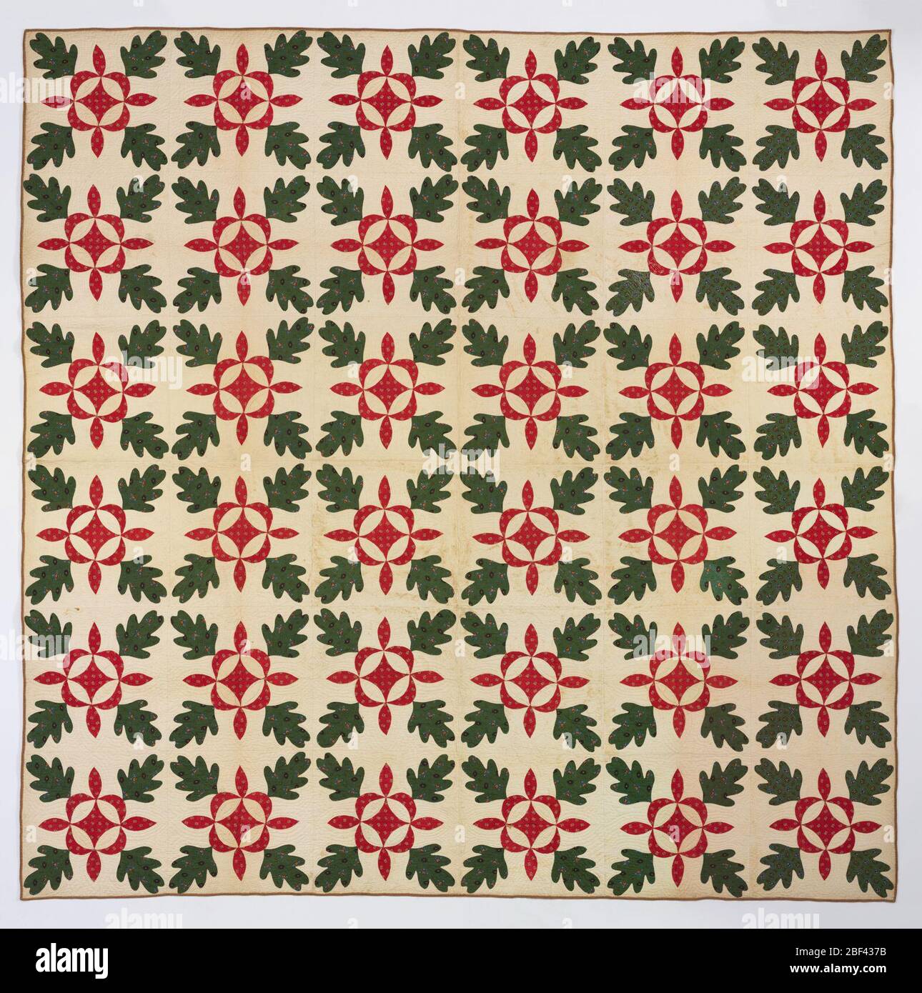 Oak Leaf and Orange Peel. Patchwork quilt in design of oak leaves in ...