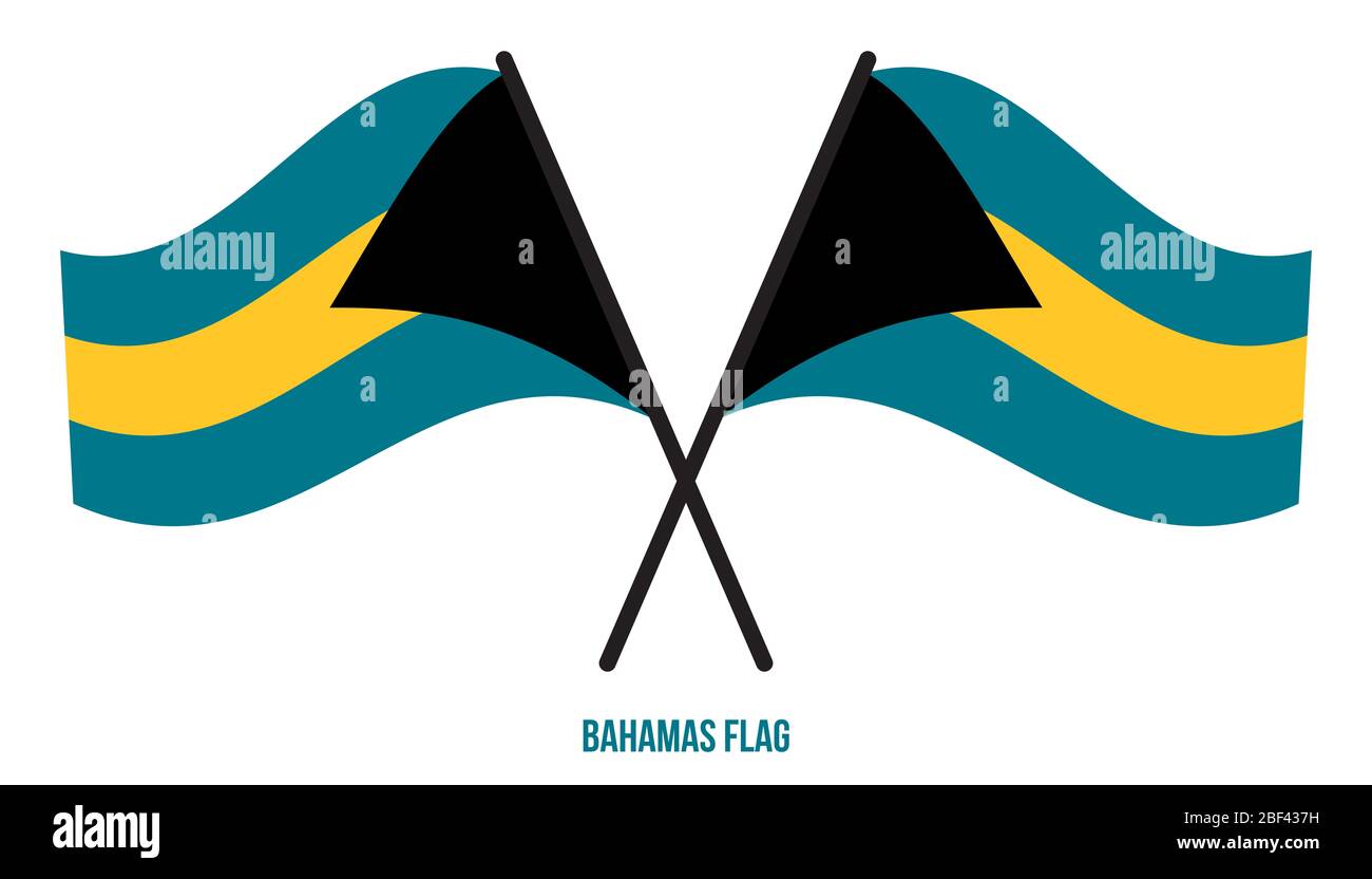 Two Crossed Waving Bahamas Flag On Isolated White Background. Bahamas ...