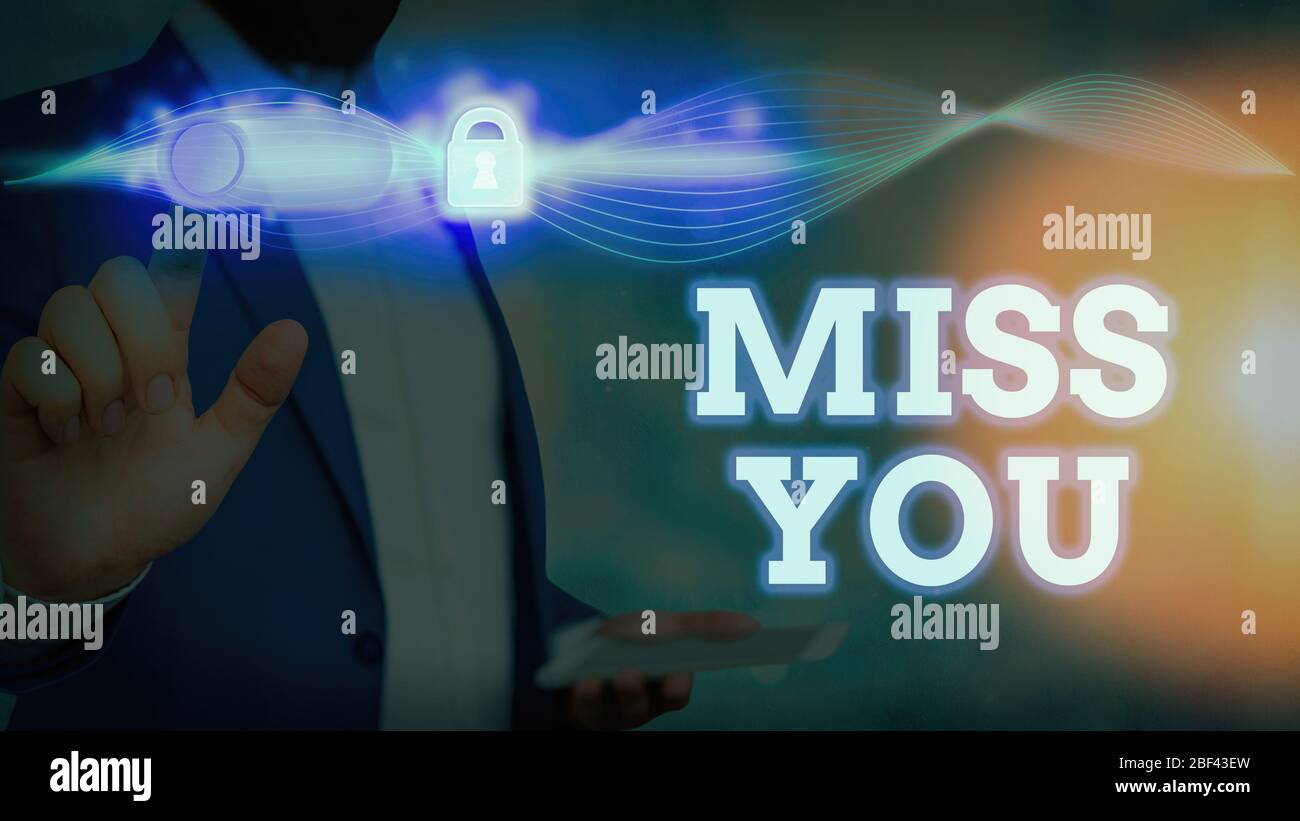 Conceptual hand writing showing Miss You. Concept meaning Feeling sad ...