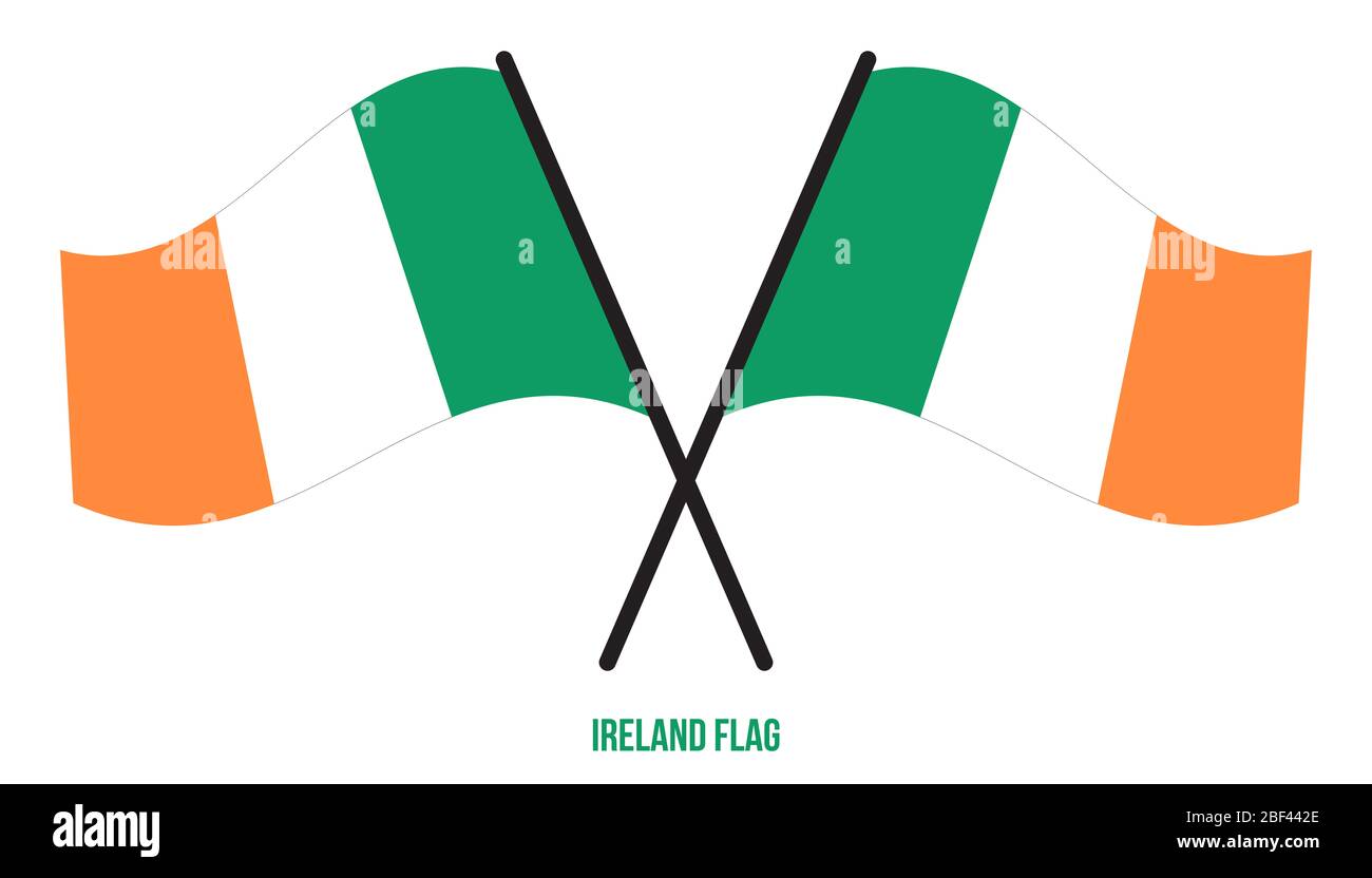 Ireland Flag Waving Vector Illustration on White Background. Ireland ...