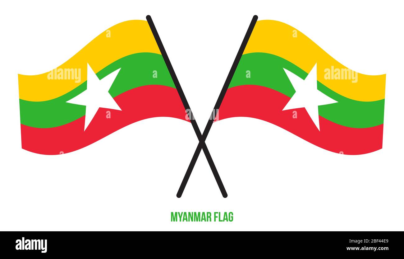 Myanmar Flag Waving Vector Illustration on White Background. Myanmar ...