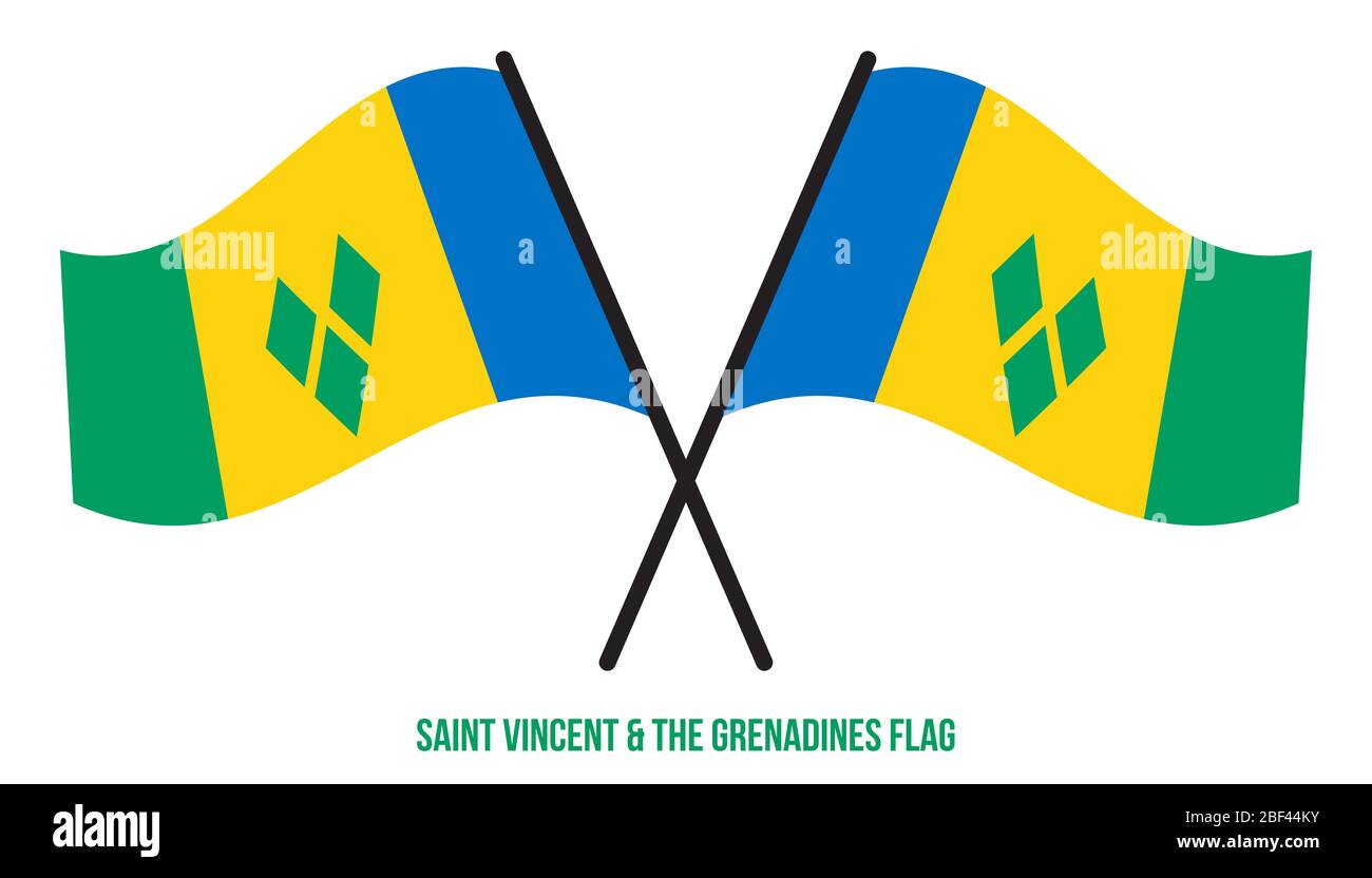 Saint Vincent and the Grenadines Flag Waving Vector Illustration on White Background. Saint ...