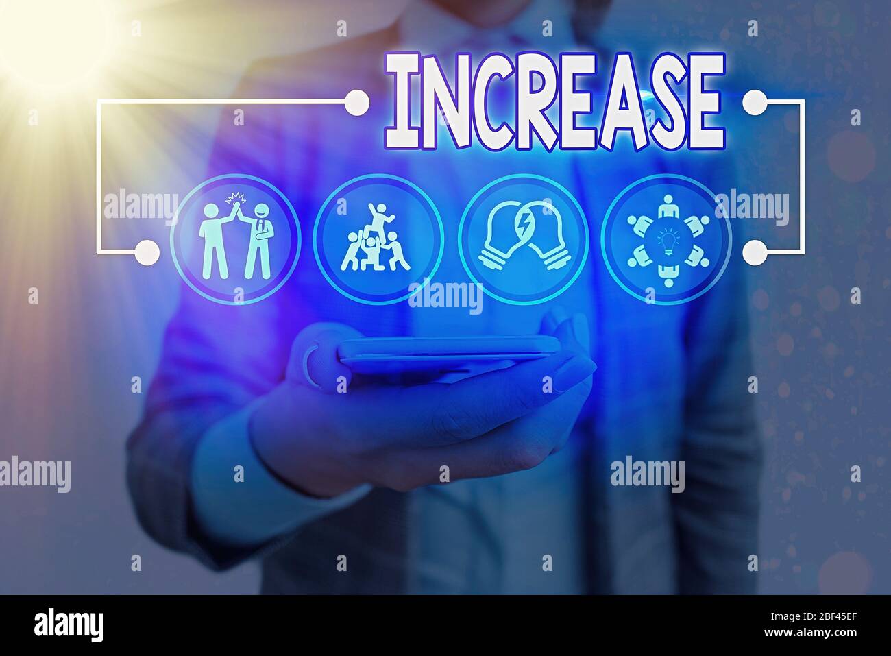 Conceptual hand writing showing Increase. Concept meaning become ...