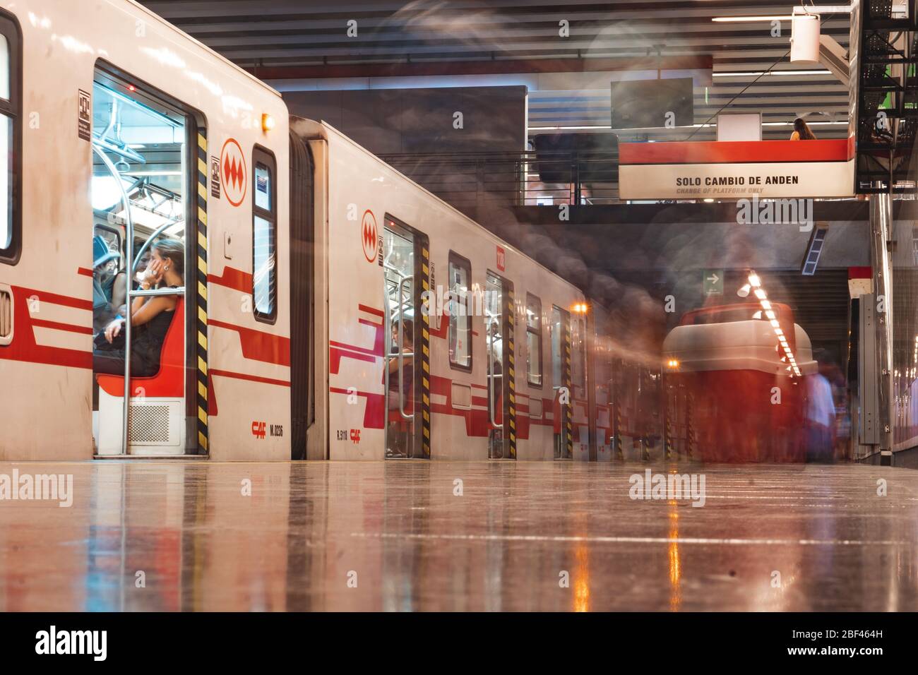 SANTIAGO, CHILE - JANUARY 2020: A Santiago Metro in Tobalaba station of ...