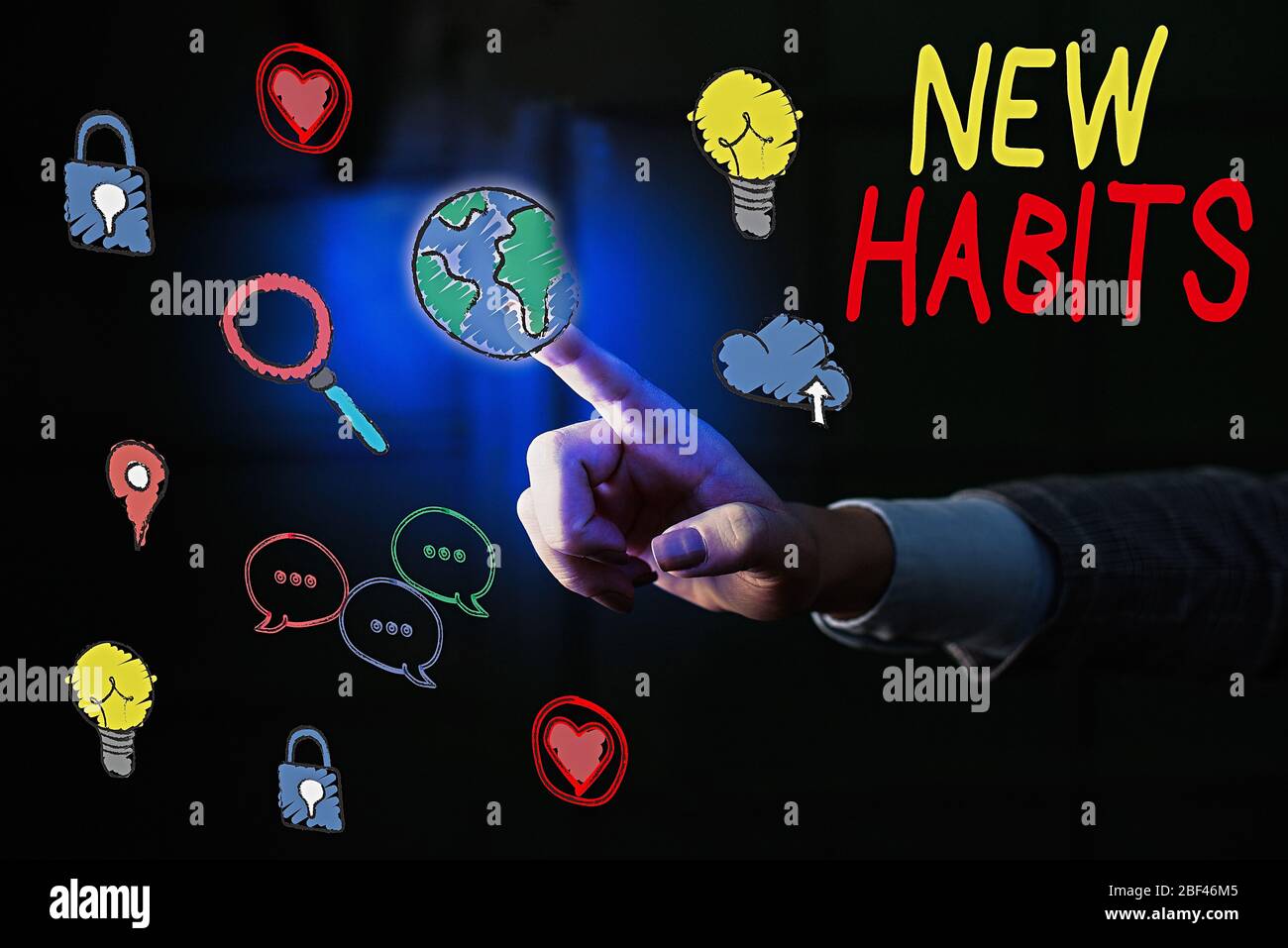 Writing note showing New Habits. Business concept for change the ...