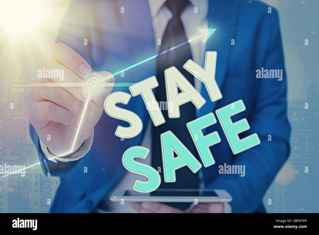 Text sign showing Stay Safe. Business photo text secure from threat of ...